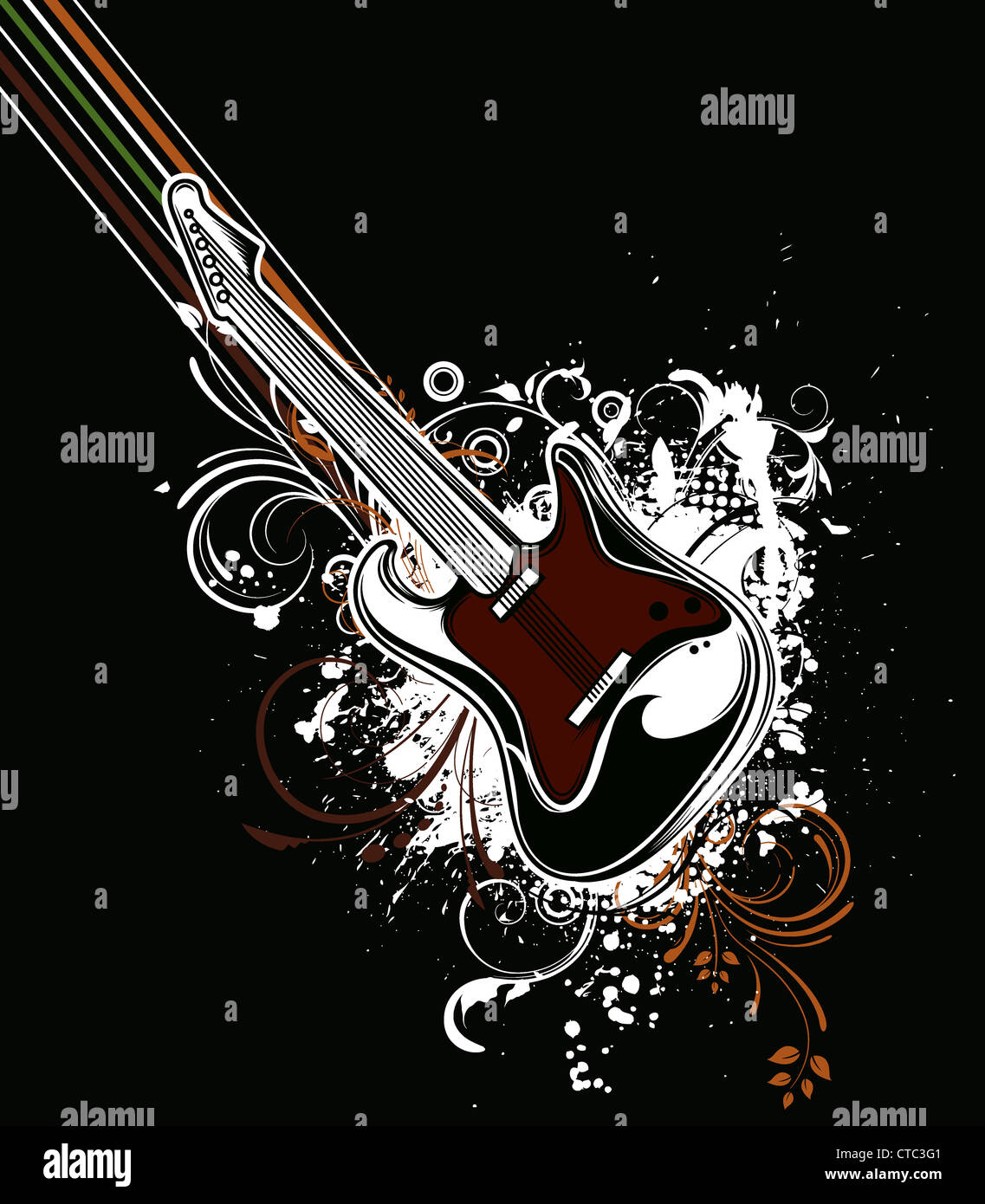 vector concert poster with guitar Stock Photo - Alamy