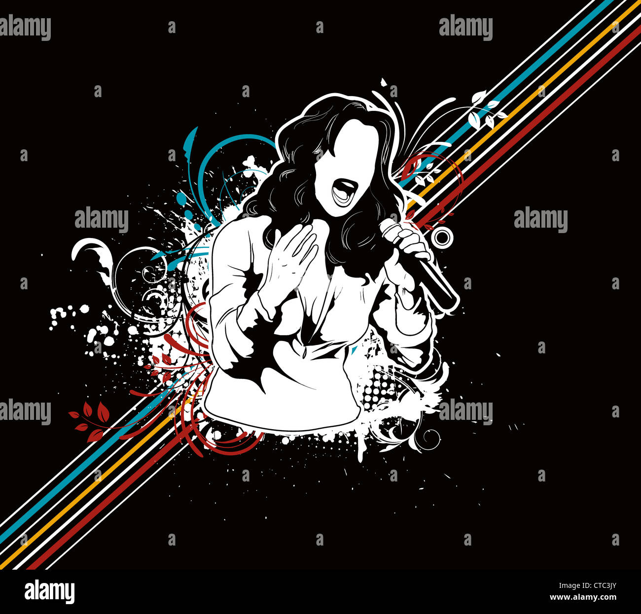 vector concert poster with singer Stock Photo - Alamy