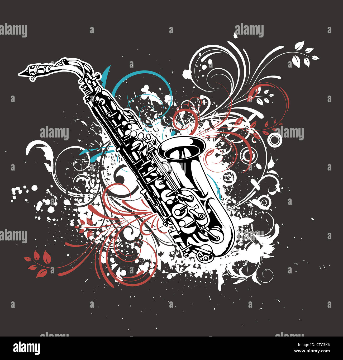 vector concert poster with saxophone Stock Photo - Alamy