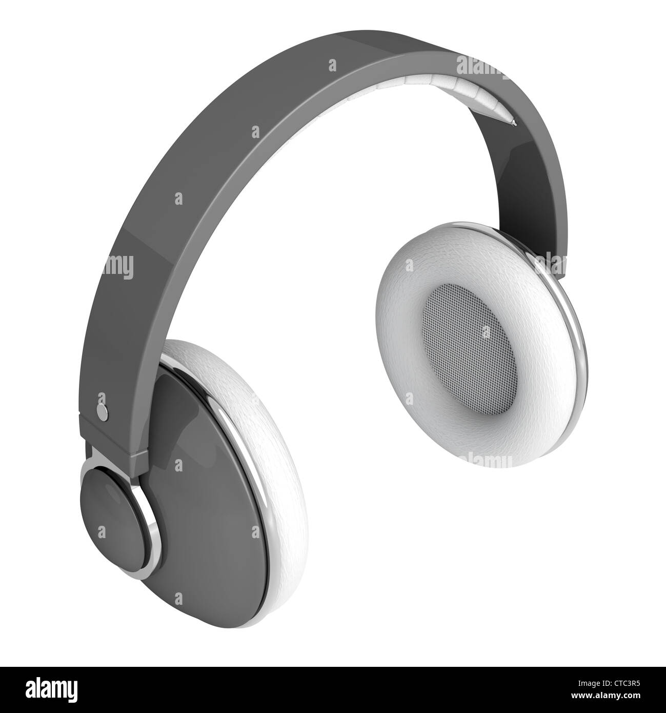 Gray headphones isolated on white Stock Photo - Alamy