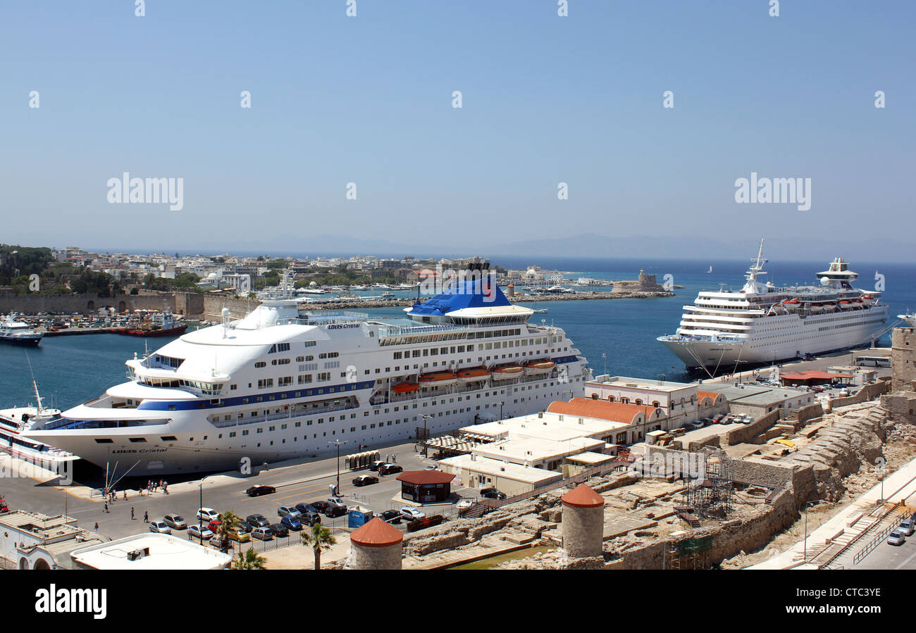 Louis Cristal and Louis Olympia Cruise ships docked at Rhodes Island ...