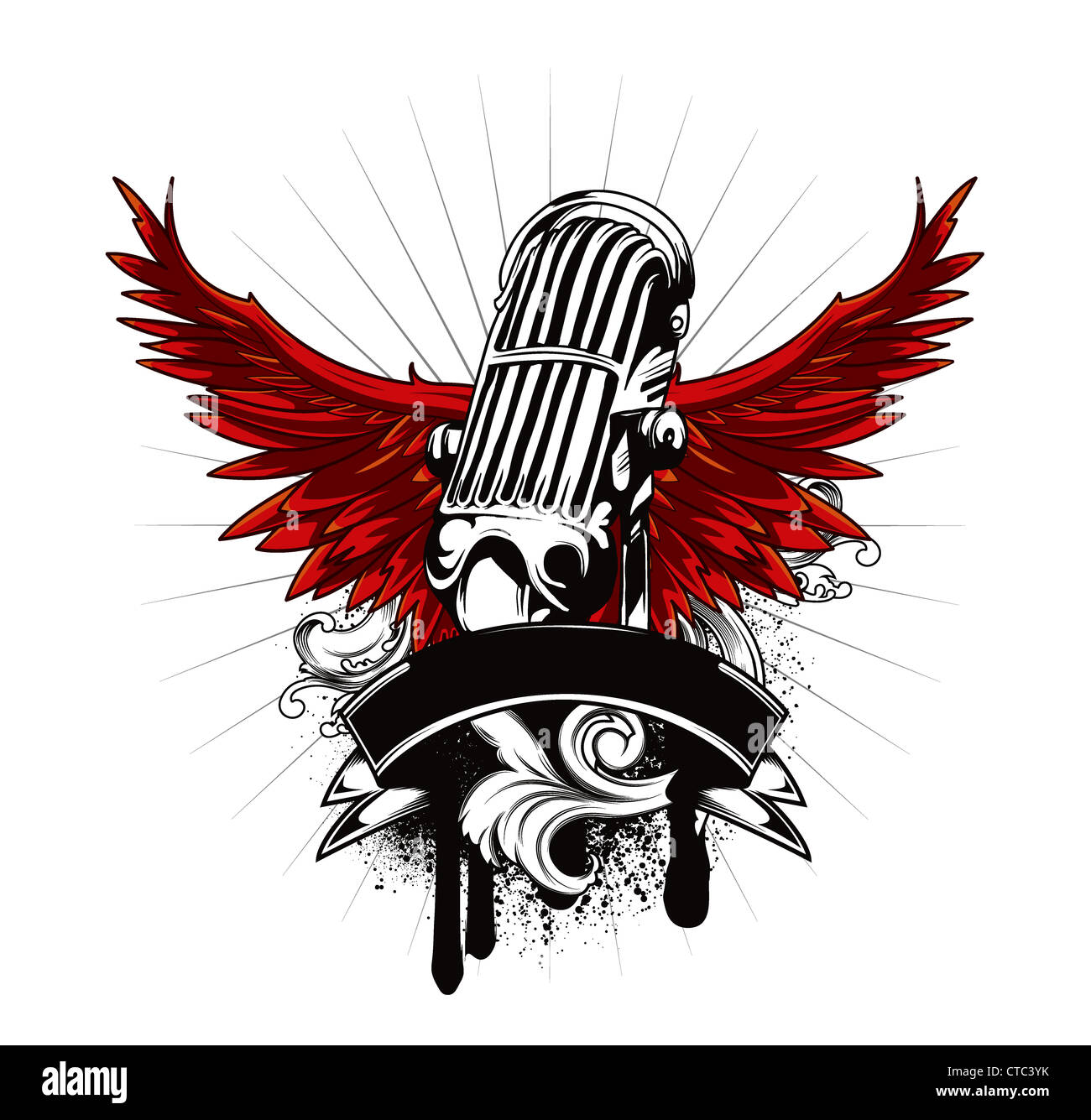 vector music emblem with microphone Stock Photo - Alamy