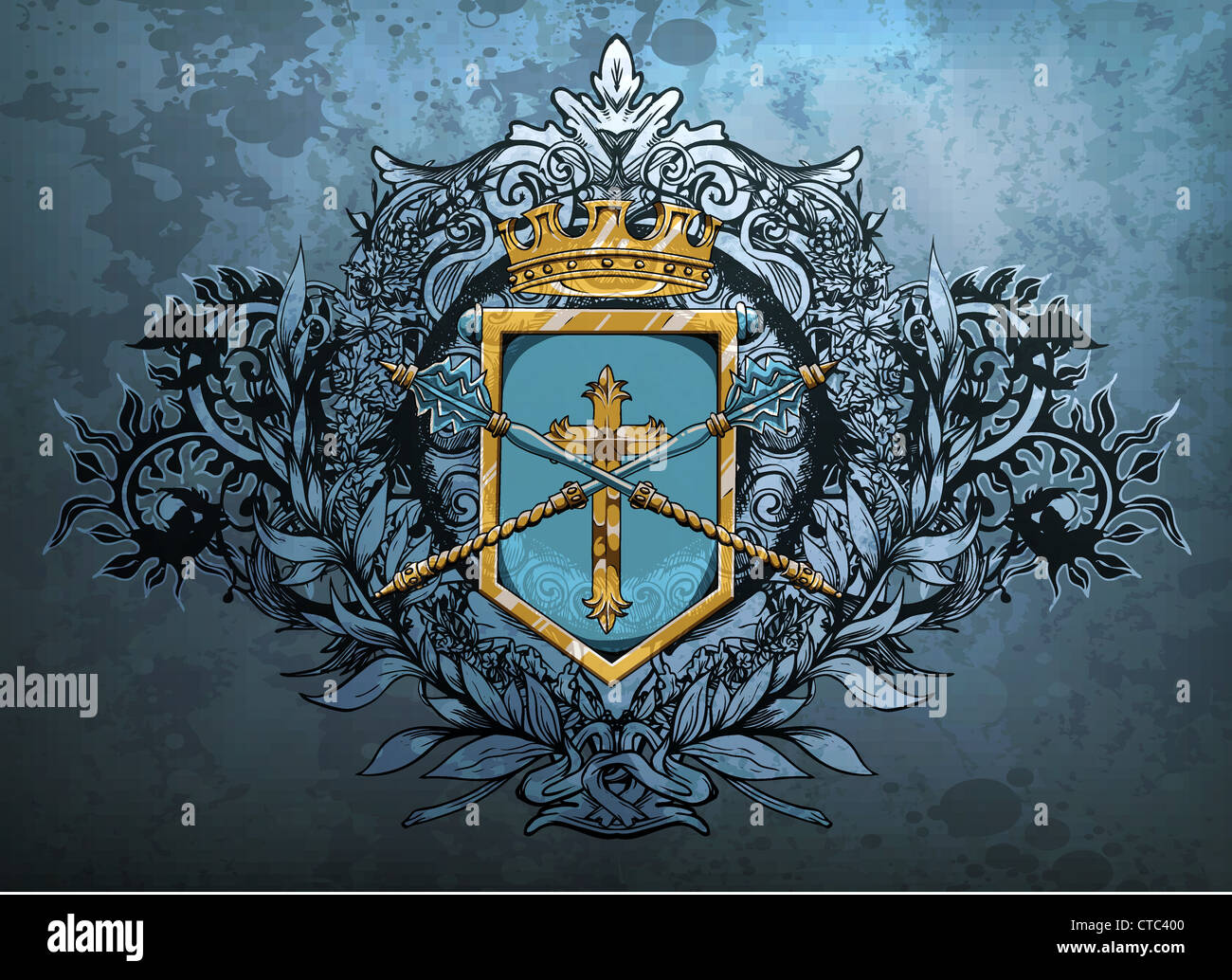 crest with floral vector illustration Stock Photo - Alamy