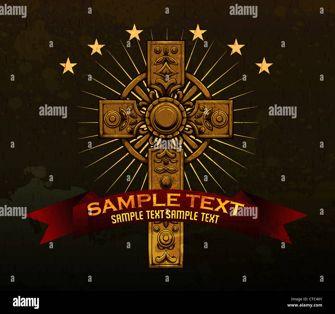 gothic cross with ribbon vector illustration Stock Photo - Alamy