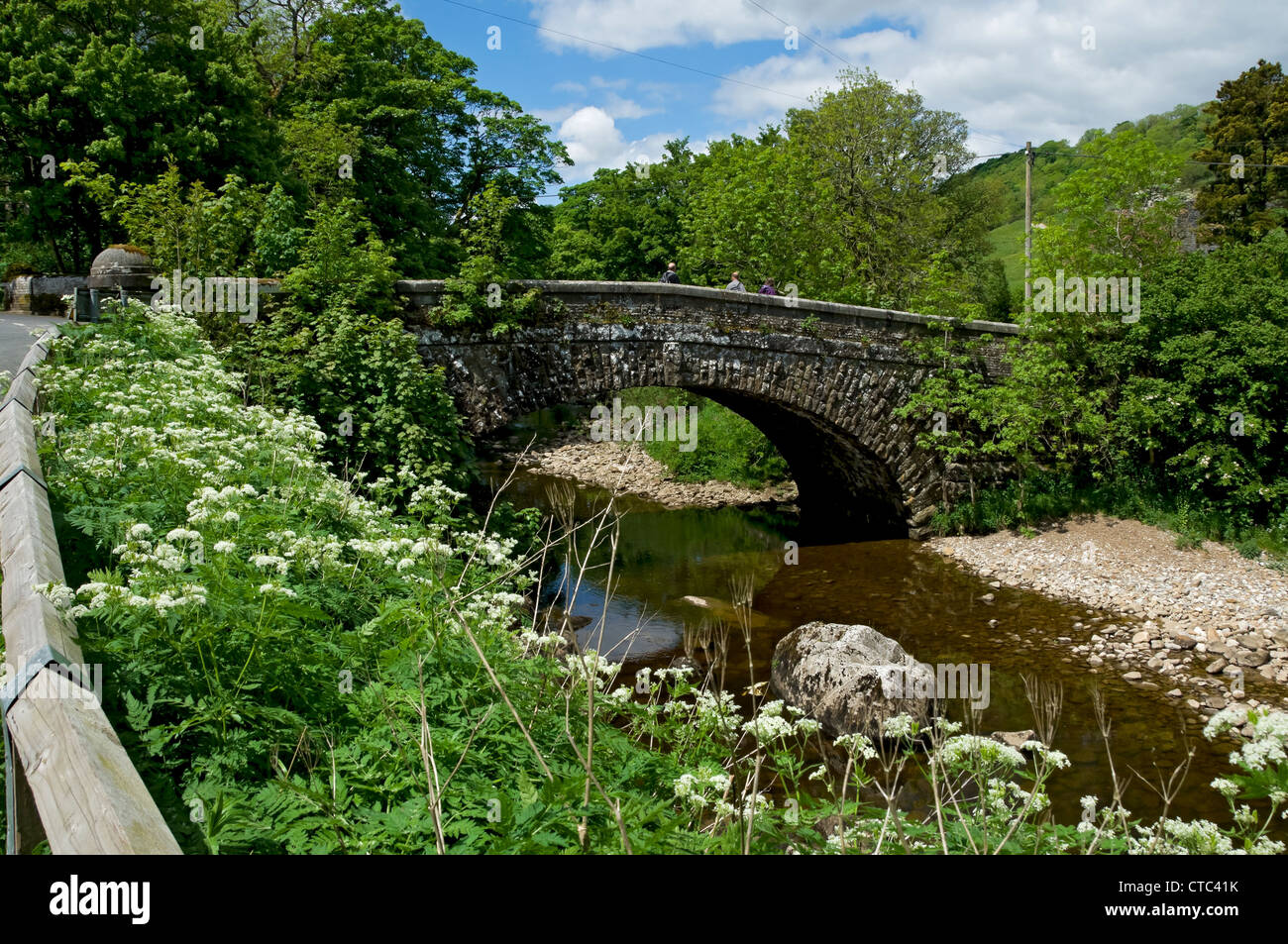 Bridge across River Wharfe in summer Hubberholme Upper Wharfedale North ...