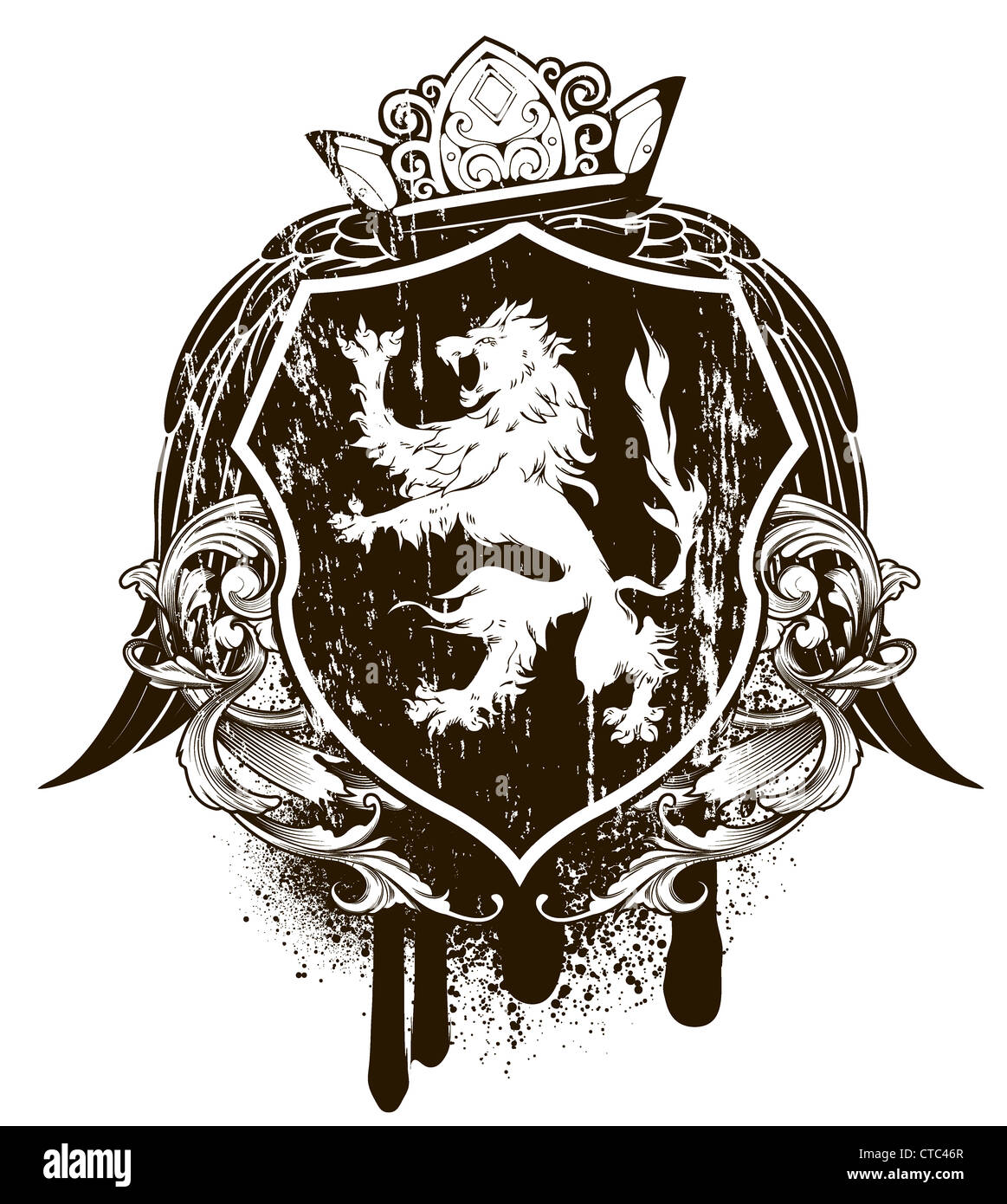 Lion with shield hi-res stock photography and images - Alamy