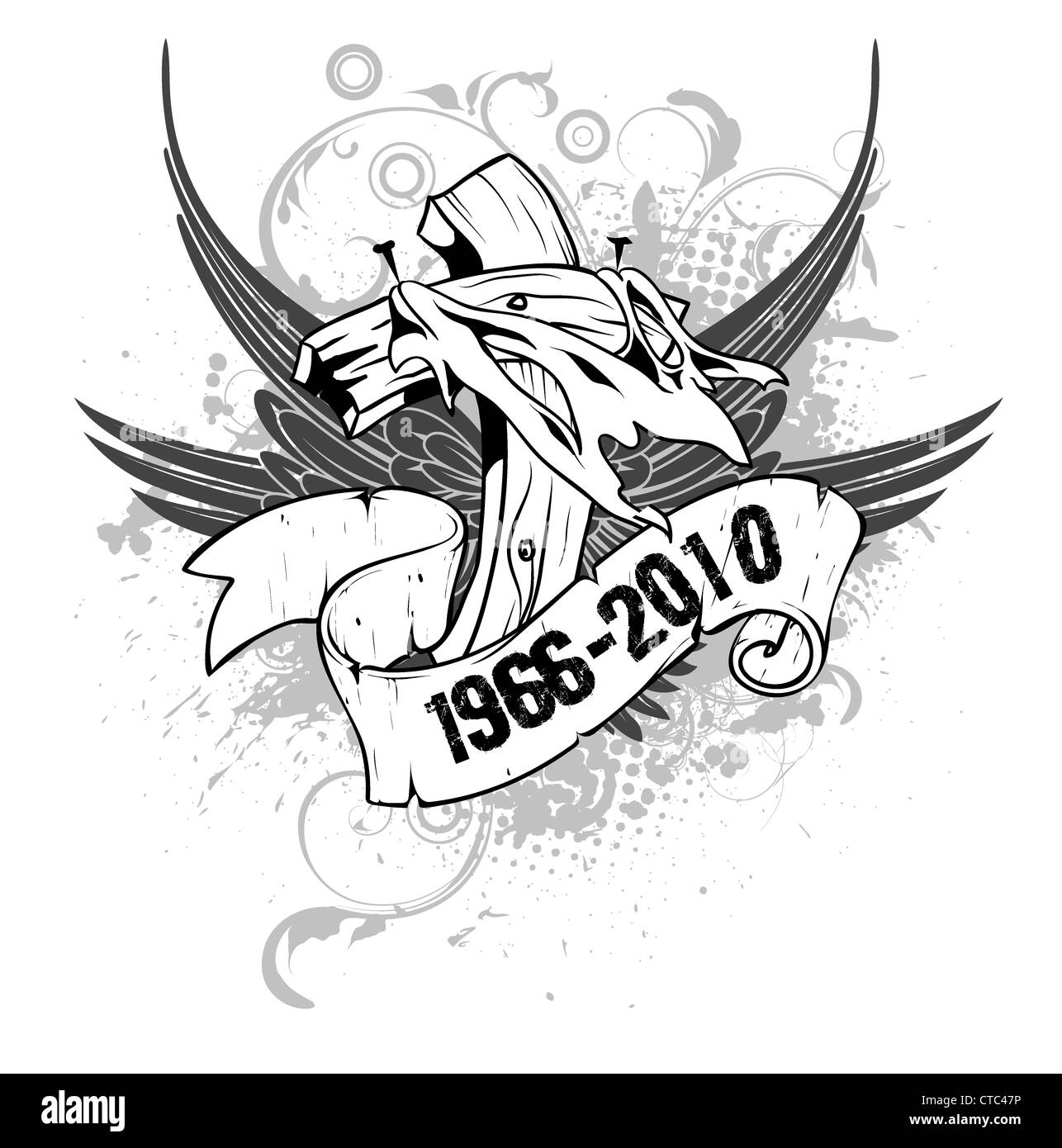 vintage emblem with cross and scroll Stock Photo - Alamy