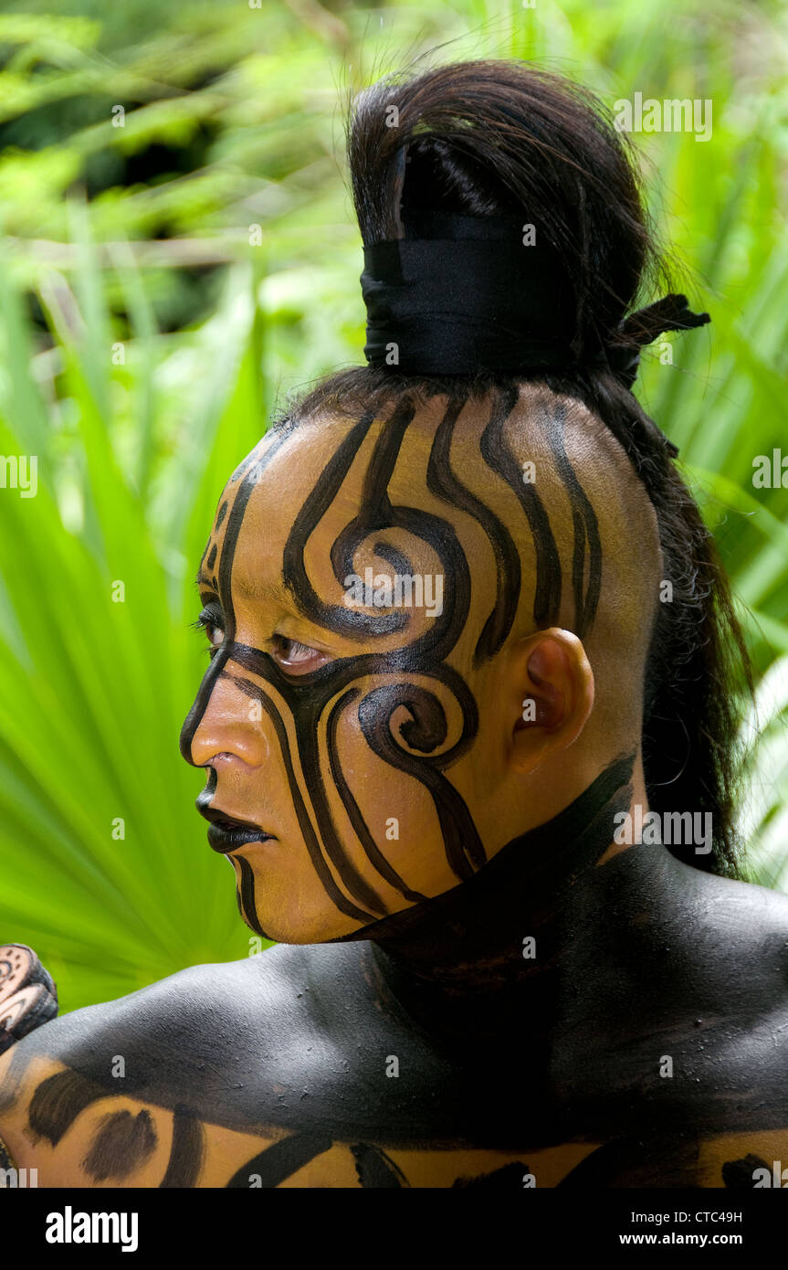 A Maya sacred animal actor/dancer in Dios Jaguar dress (costume) at the ...
