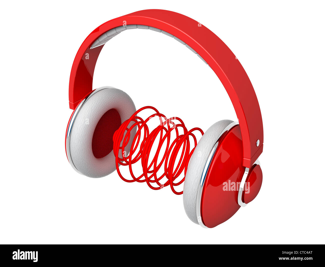 Red headphones with sound waves Stock Photo - Alamy