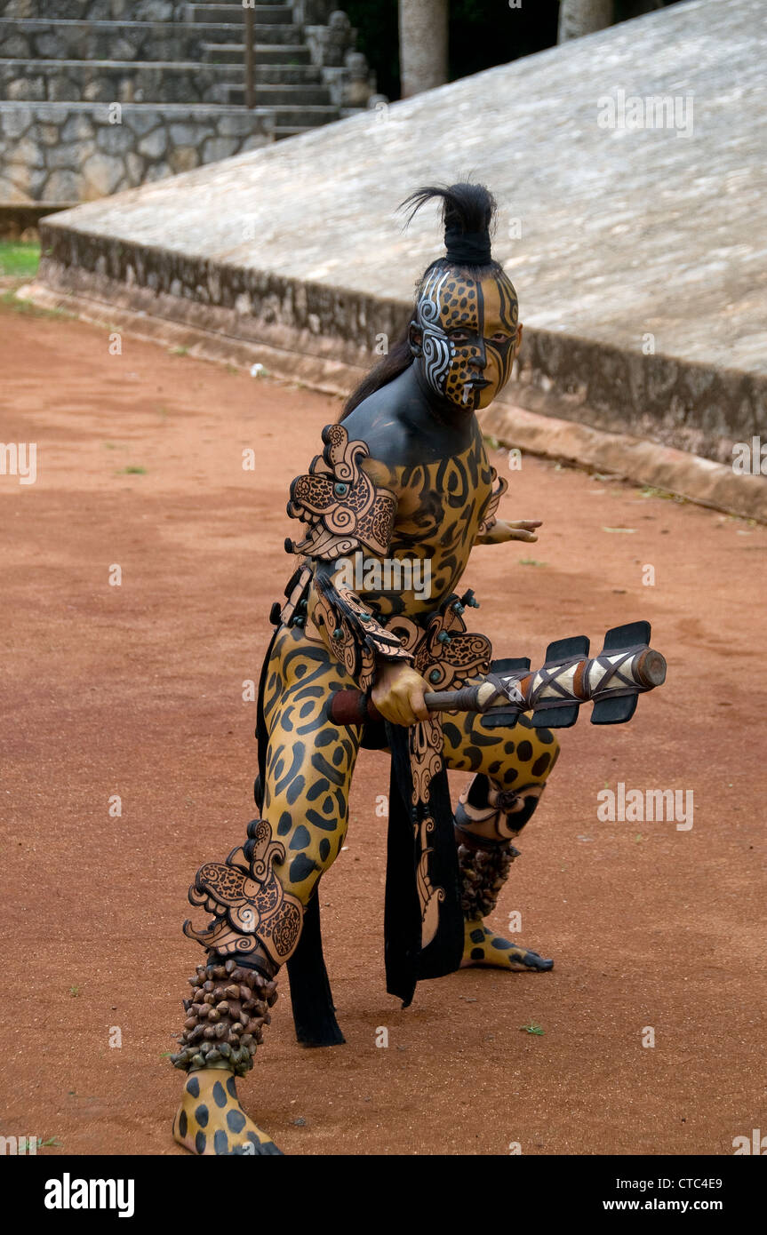 A Maya sacred animal actor/dancer in Dios Jaguar dress (costume) at the ...