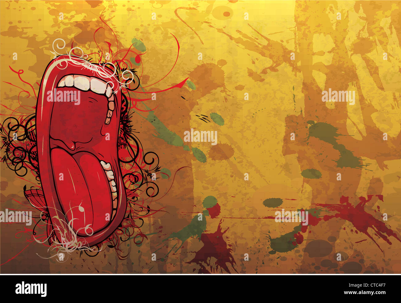 screaming mouth with grunge background vector illustration Stock Photo ...
