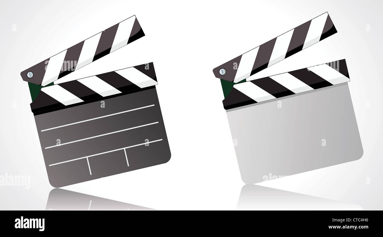 Vector illustrator of a movie clapper board Stock Photo - Alamy
