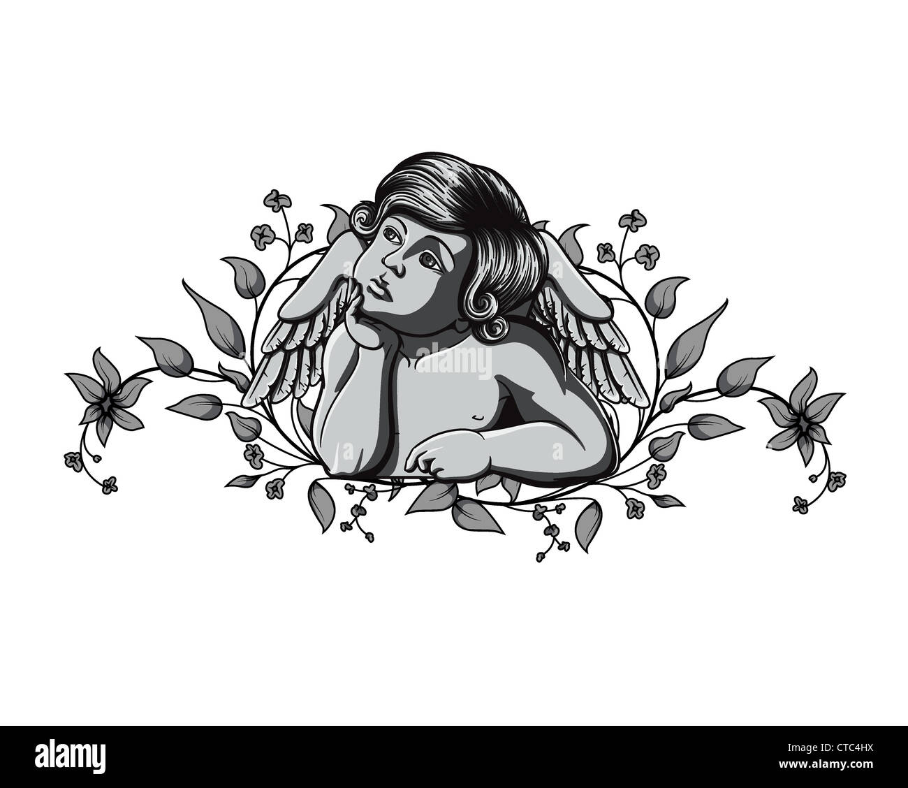 angel with floral vector illustration Stock Photo - Alamy