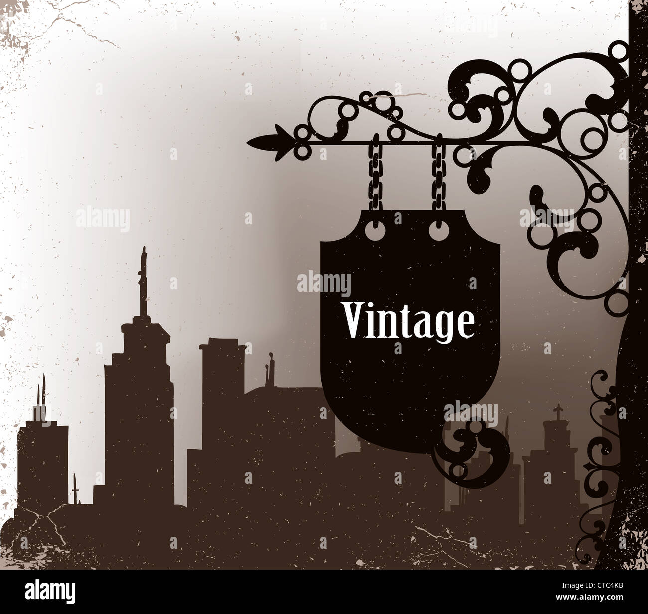 vector wrought iron sign with background Stock Photo - Alamy