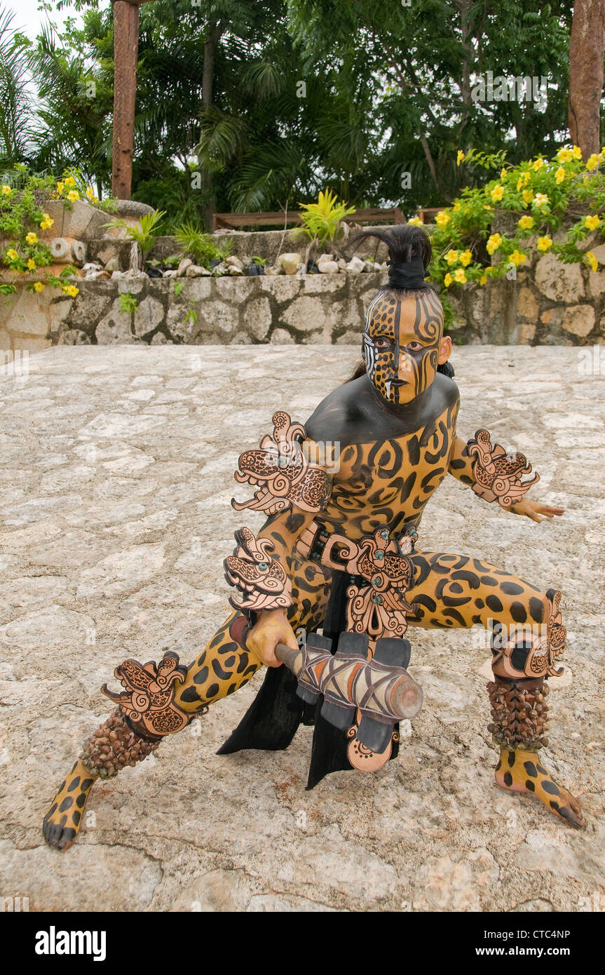 A Maya sacred animal actor/dancer in Dios Jaguar dress (costume) at the ...