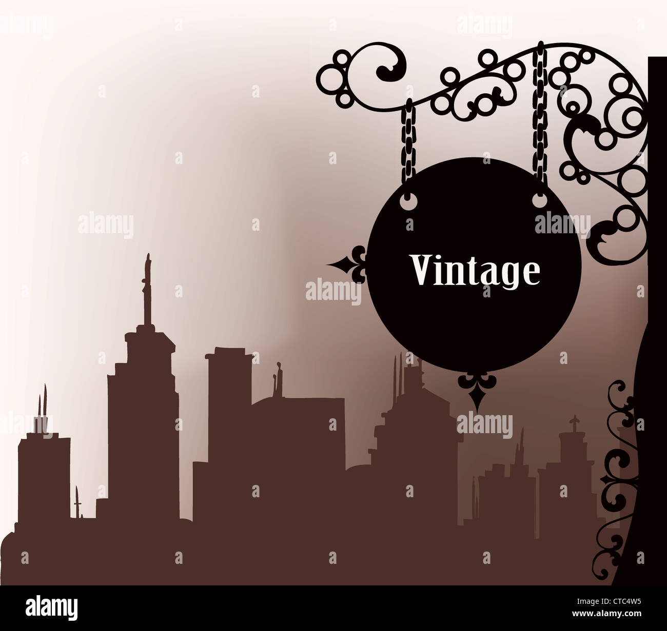 vector wrought iron sign with background Stock Photo - Alamy