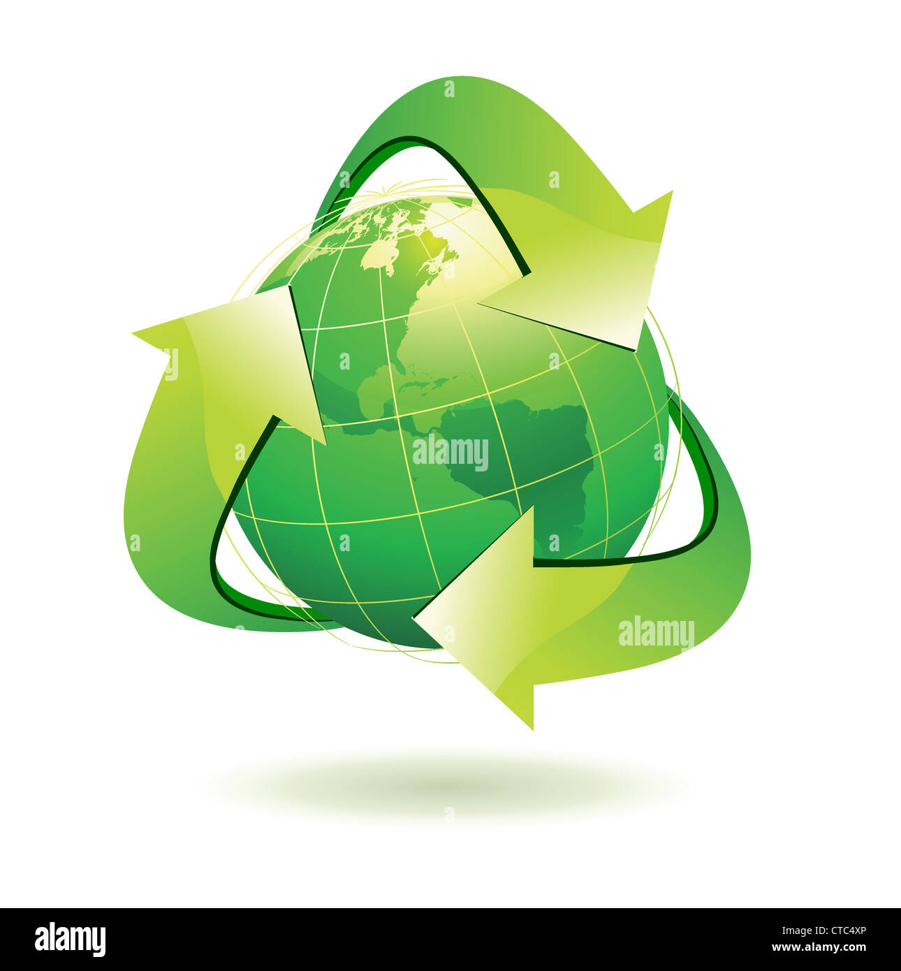 Vector illustration of green Earth with recycle symbol Stock Photo - Alamy