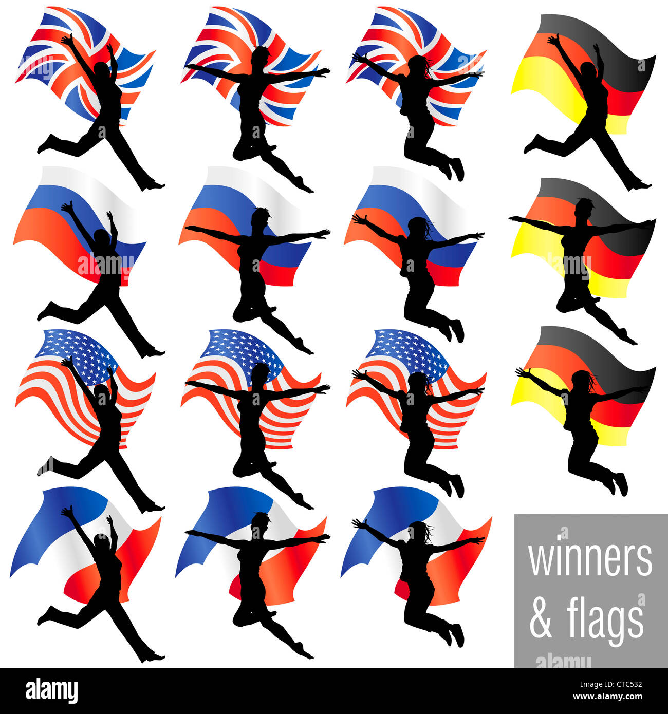 Athletes With Flags Set Stock Photo - Alamy