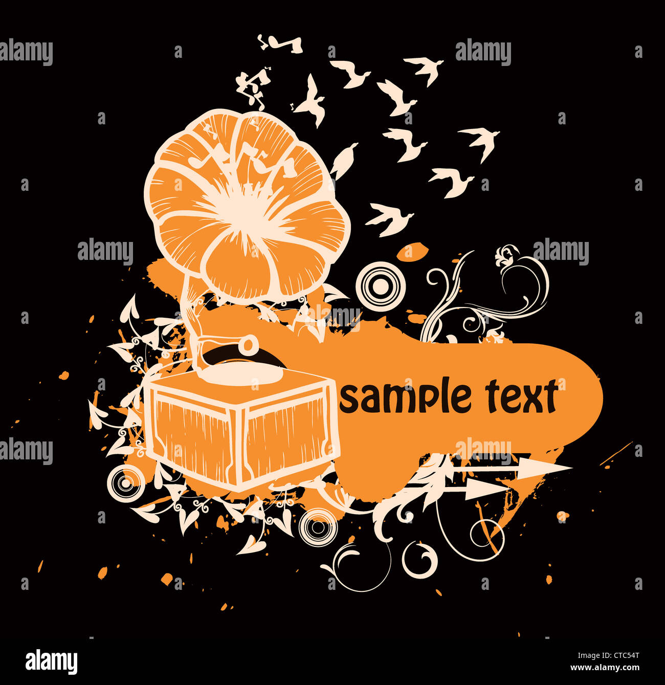 vector concert poster with gramophone Stock Photo - Alamy