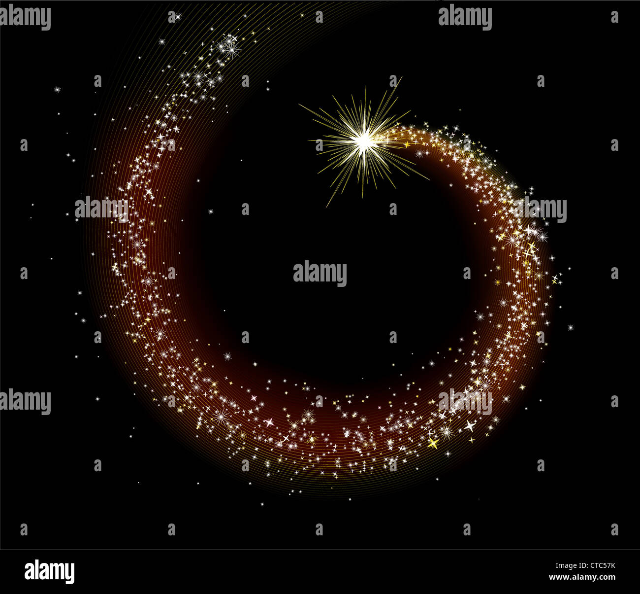 Vector illustration of space background with comet over a starry sky ...