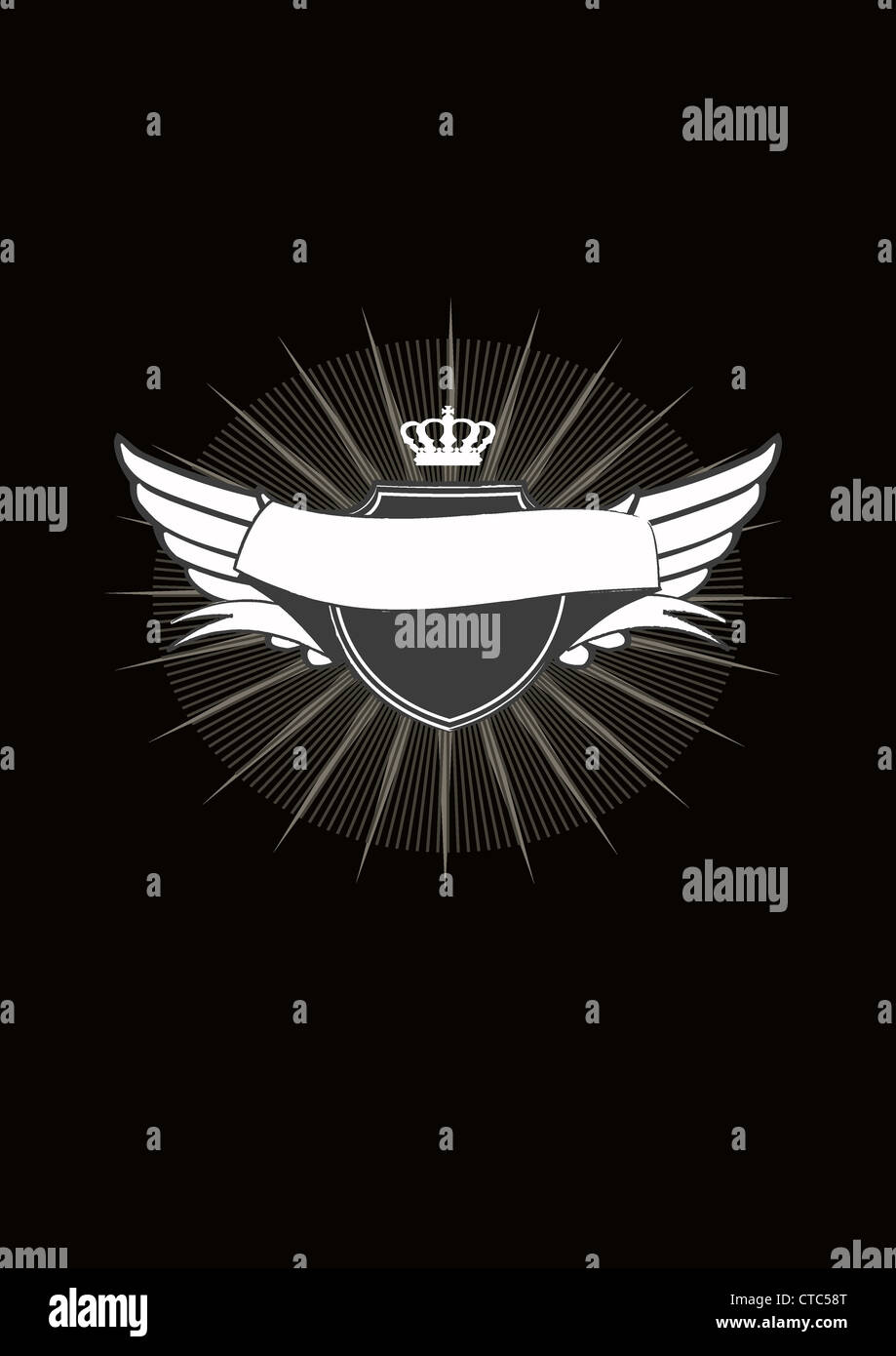 An heraldic shield or badge with banner , blank so you can add your own ...