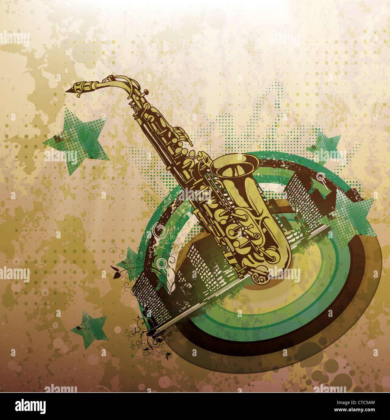 vector concert poster with saxophone Stock Photo - Alamy