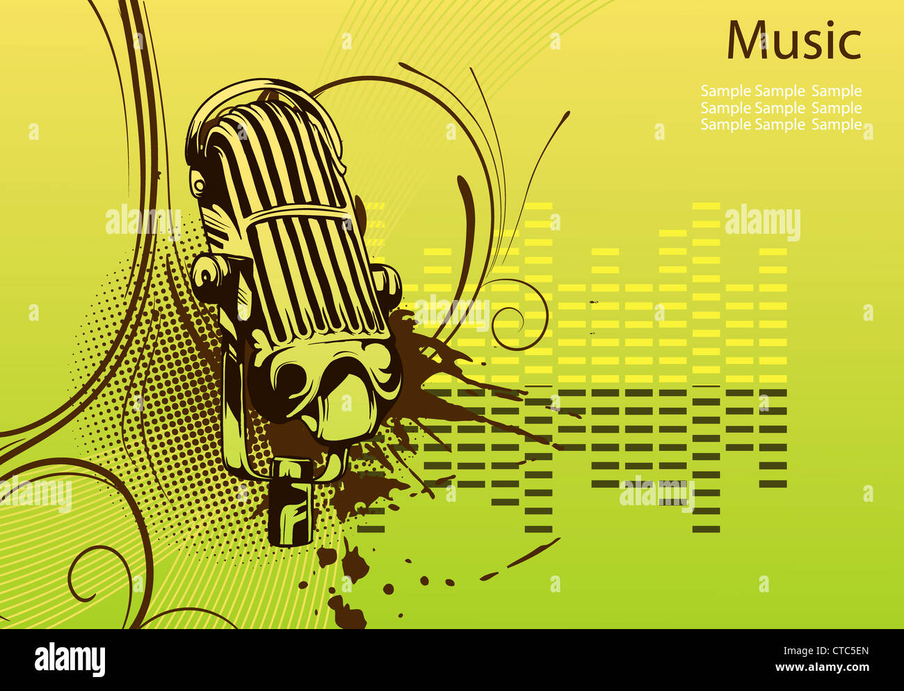 vector concert poster with microphone Stock Photo - Alamy