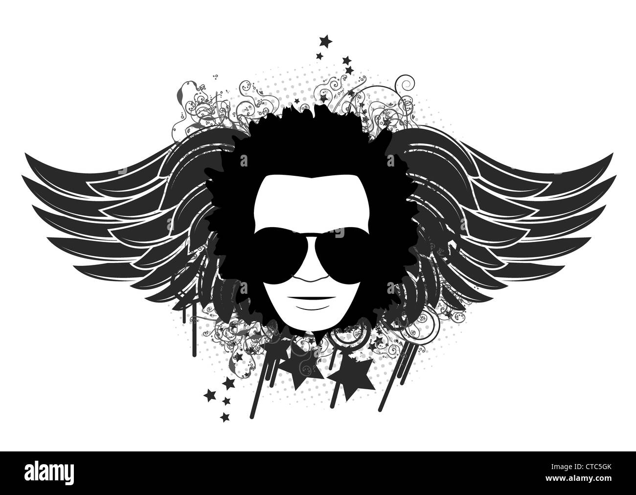 vector vintage tshirt design with funky face Stock Photo - Alamy