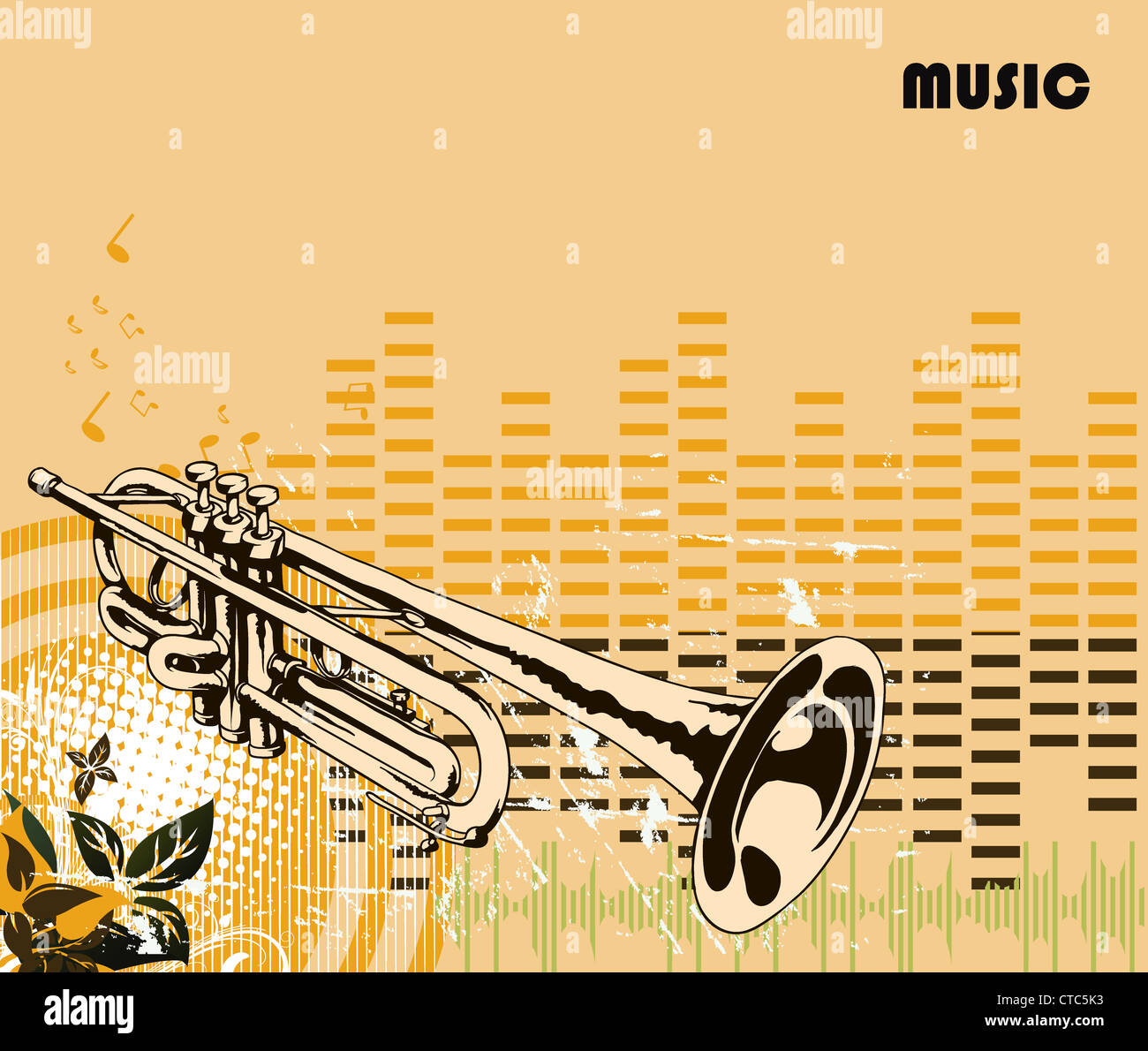 vector concert poster with trumpet Stock Photo - Alamy