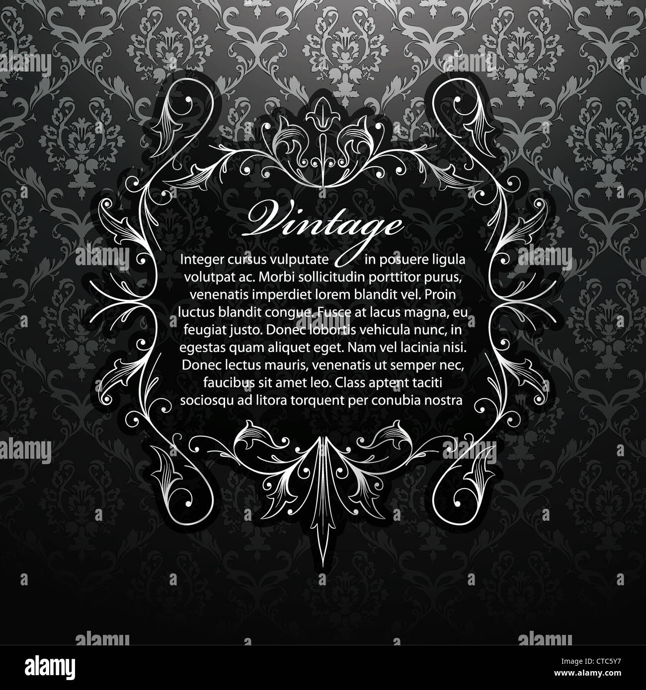 vector vintage silver floral frame Stock Photo - Alamy