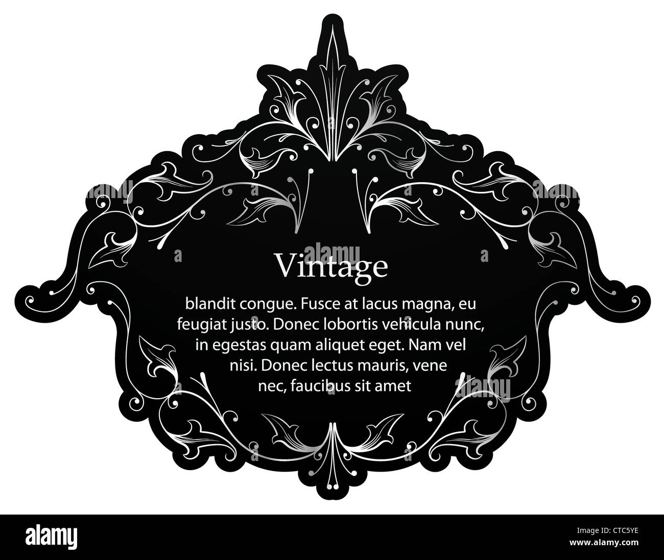 vector vintage silver floral frame Stock Photo - Alamy