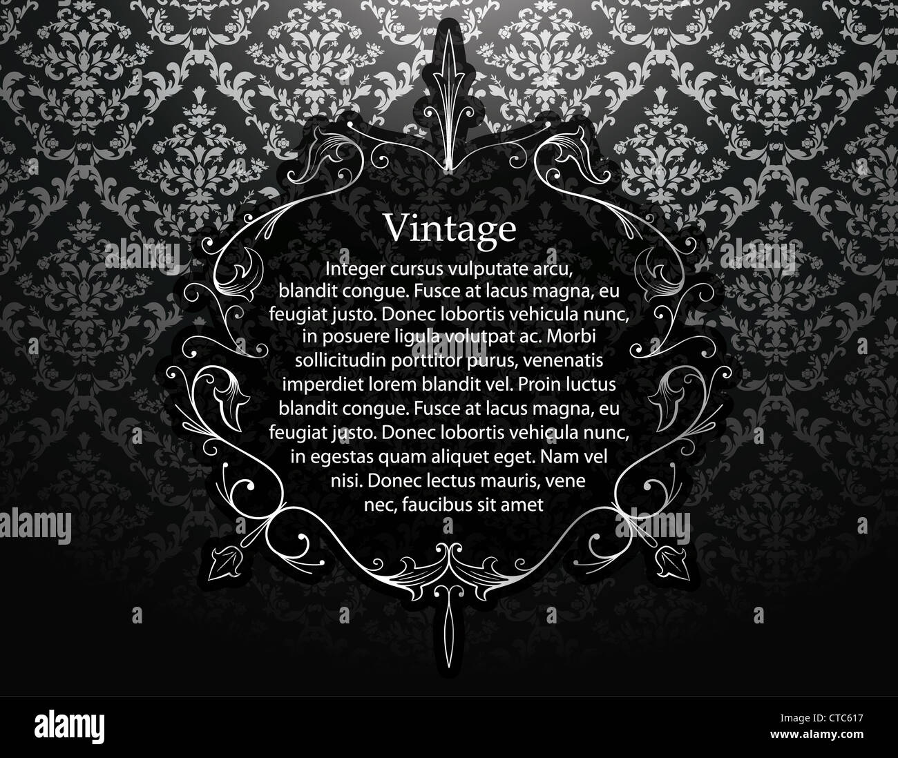 vector vintage silver floral frame Stock Photo - Alamy