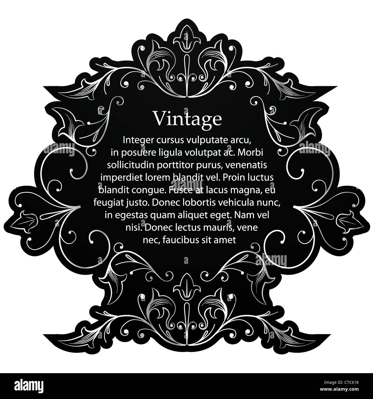 vector vintage silver floral frame Stock Photo - Alamy