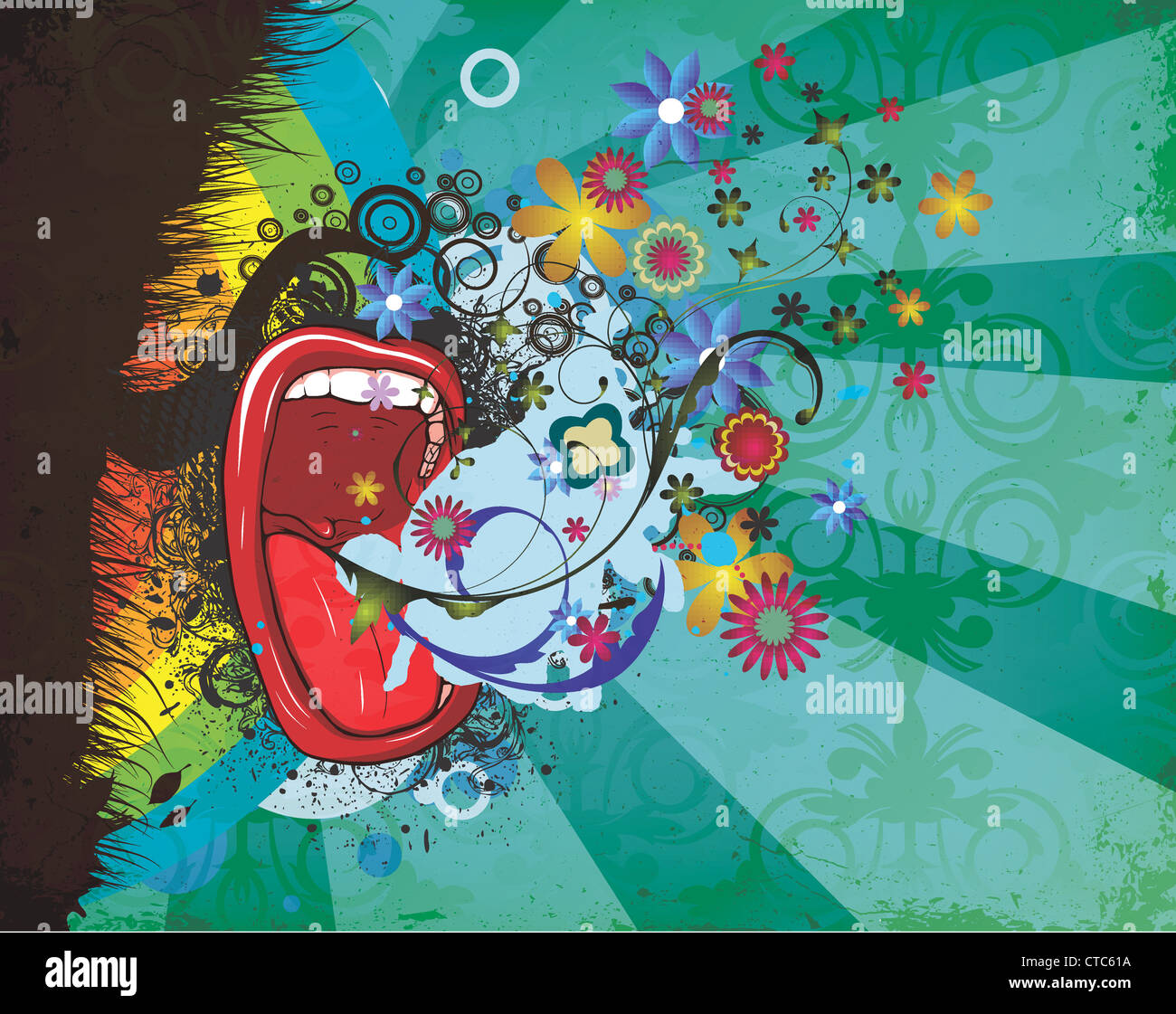 abstract vector illustration with screaming mouth Stock Photo - Alamy