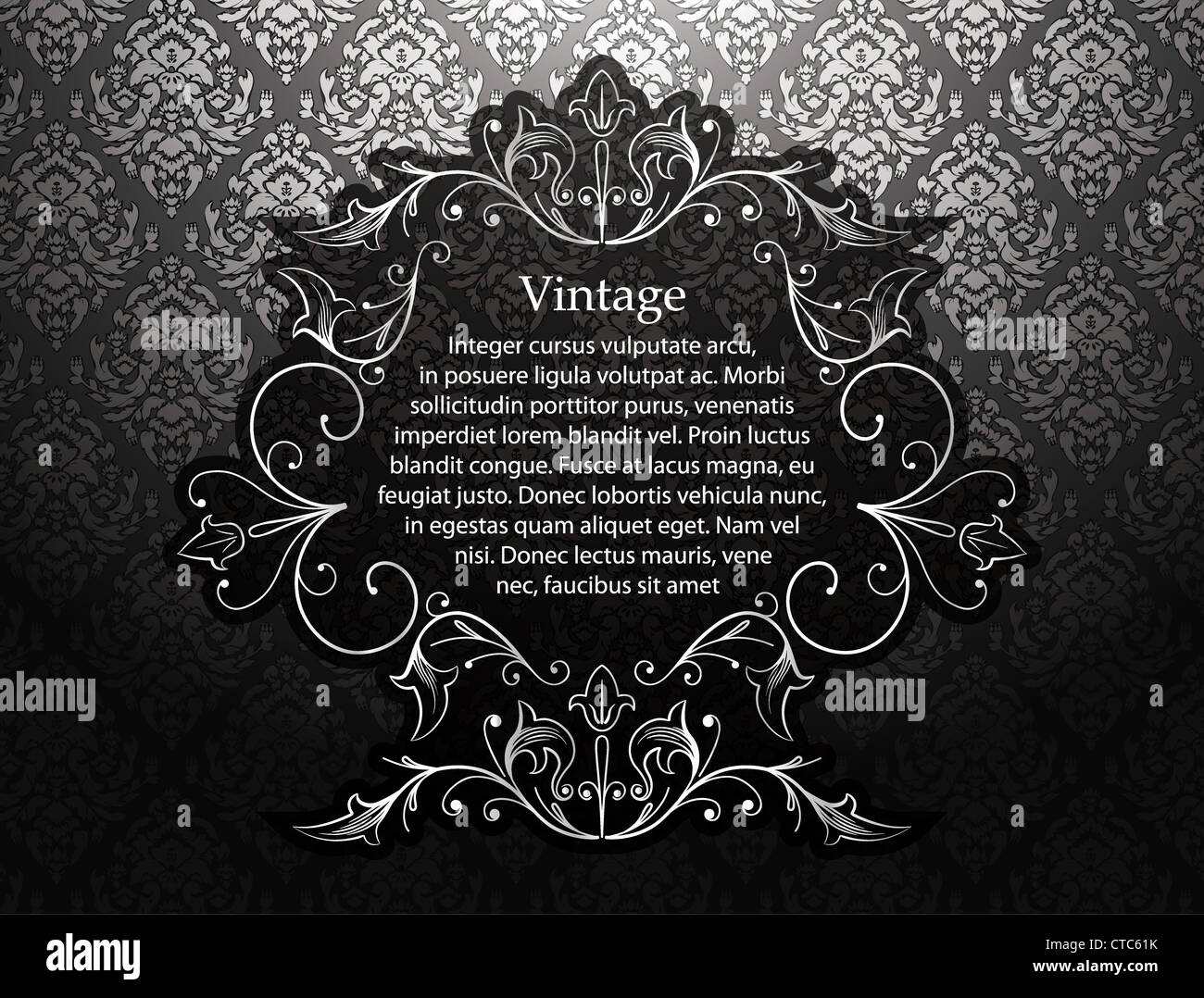 vector vintage silver floral frame Stock Photo - Alamy