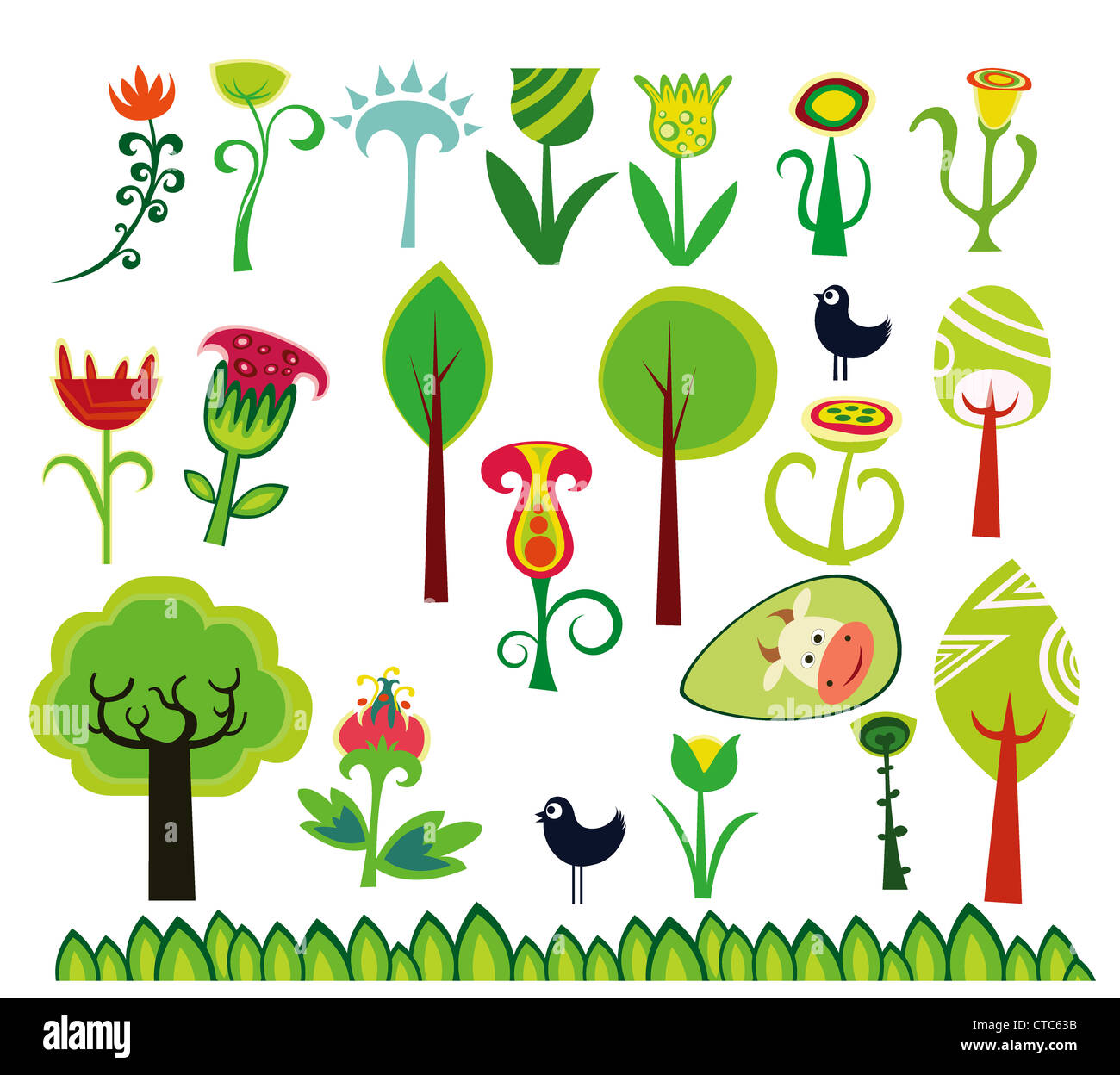 vector spring design floral elements Stock Photo - Alamy