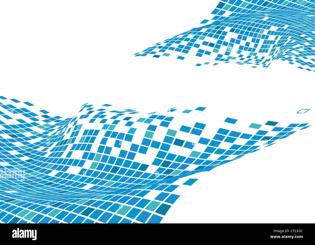 Vector illustration of organic wave surface made of blue squares Stock ...