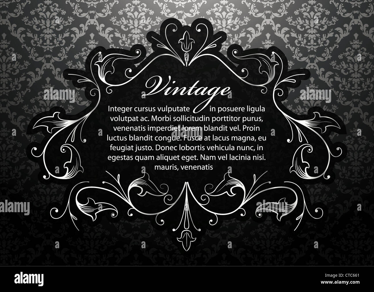 vector vintage silver floral frame Stock Photo - Alamy