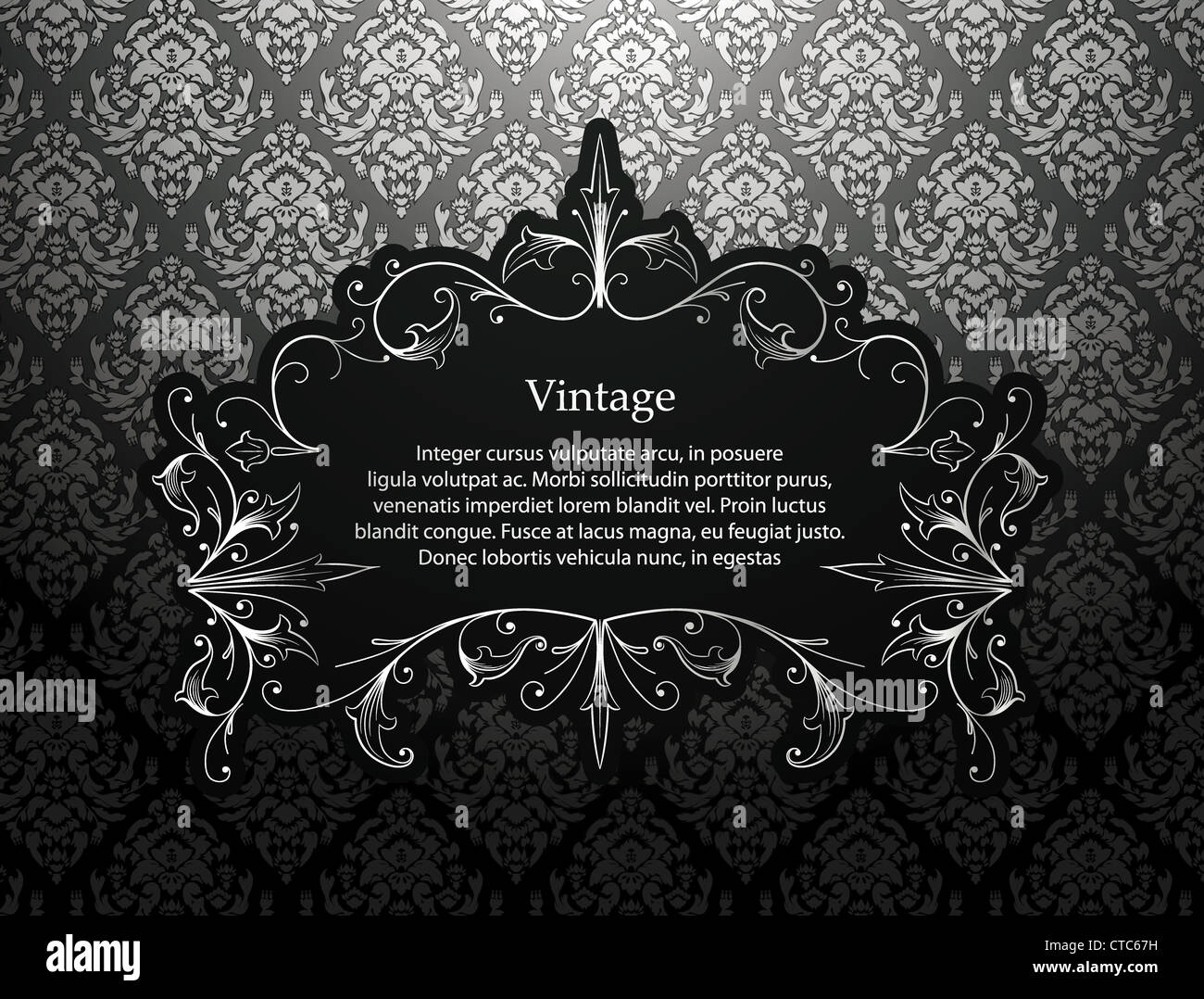 vector vintage silver floral frame Stock Photo - Alamy