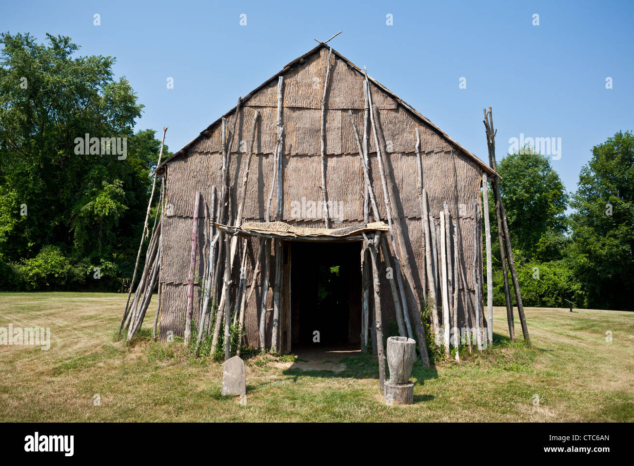 Bark Longhouse at Ganondagon State Historic Site, Victor, New York ...