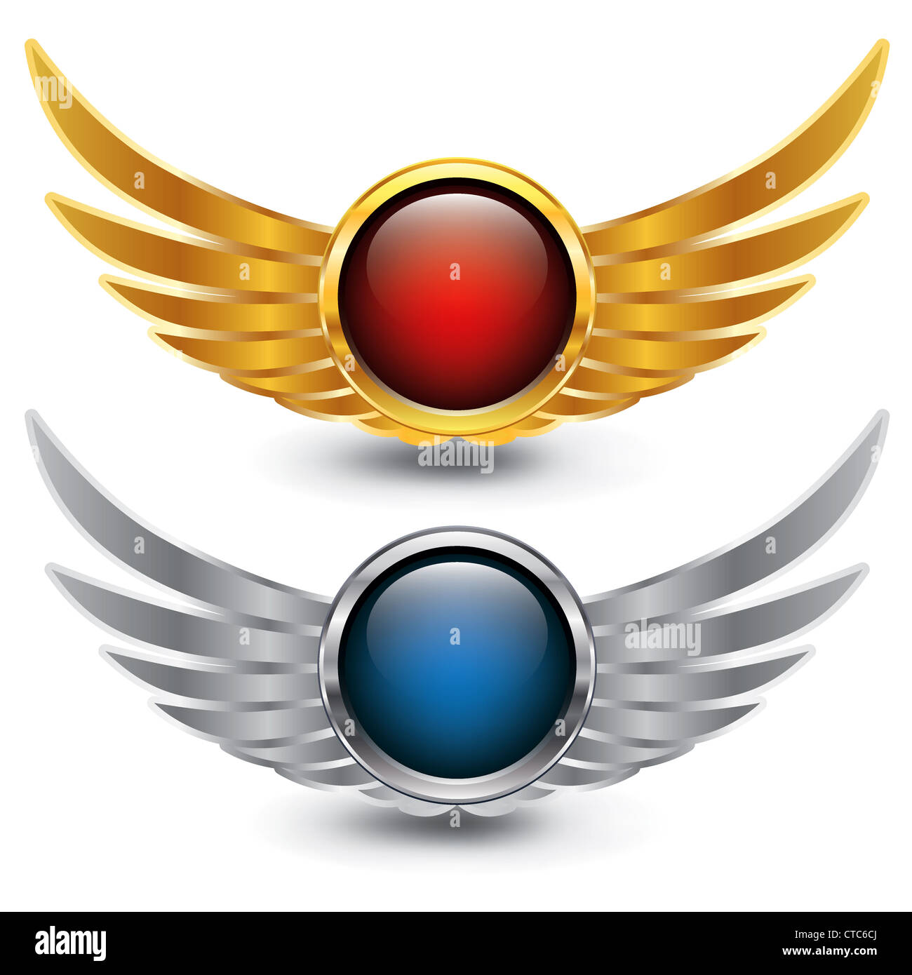 vector glossy button with wings Stock Photo - Alamy
