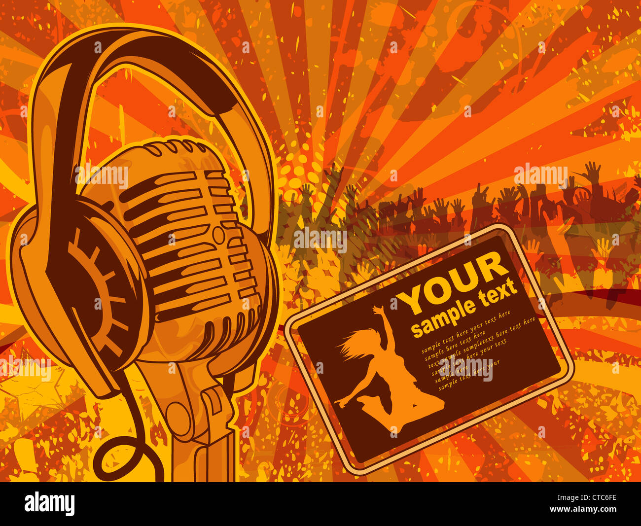 vector concert poster with microphone Stock Photo - Alamy