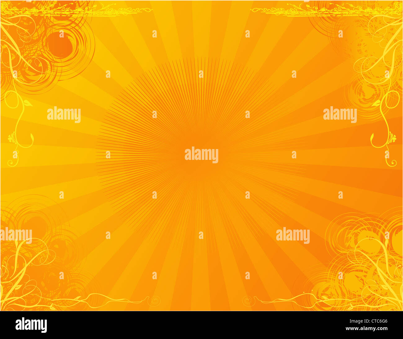 Vector illustration - orange abstract background made of floral ...