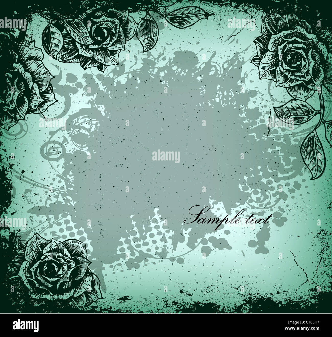 grunge floral background with roses vector illustration Stock Photo - Alamy