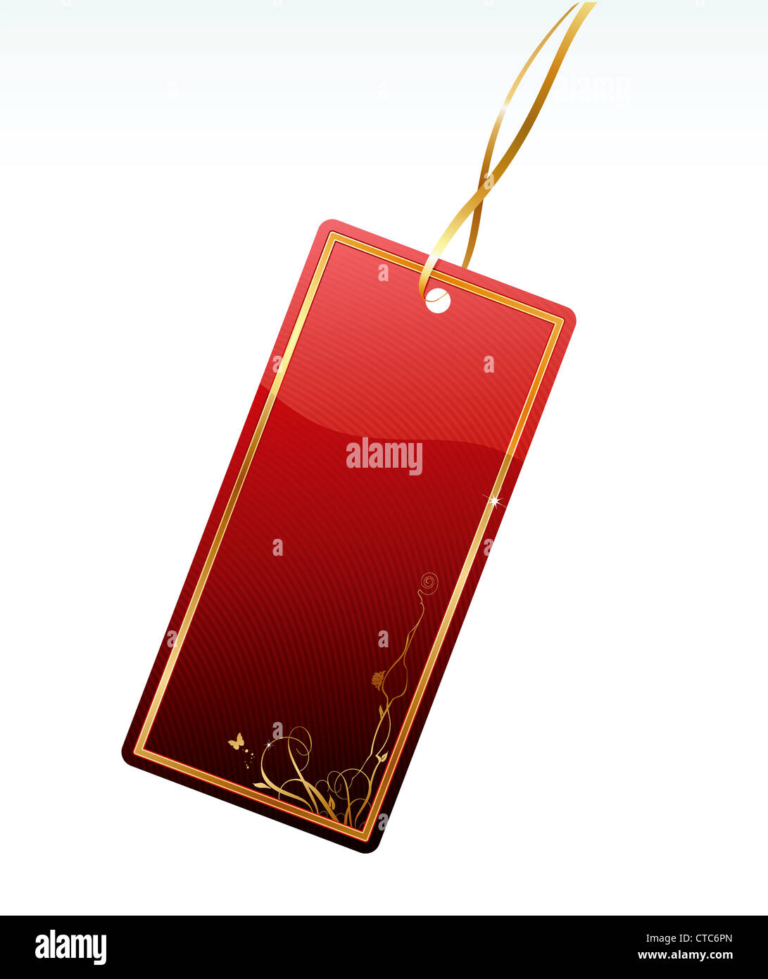 Vector illustration of shiny red price tag with floral decoration ...