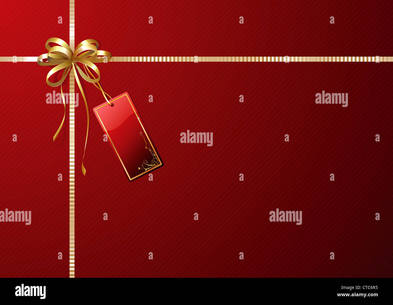 Vector illustration of shiny gift wrapping with golden ribbon, bow and ...
