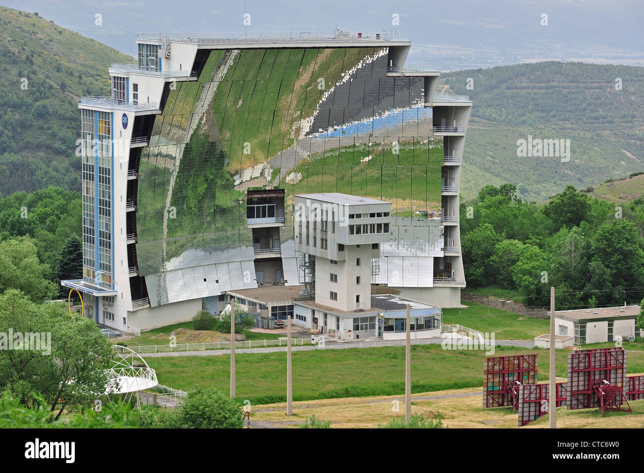The solar furnace / Four solaire d'Odeillo at Odeillo in the Pyrénées ...