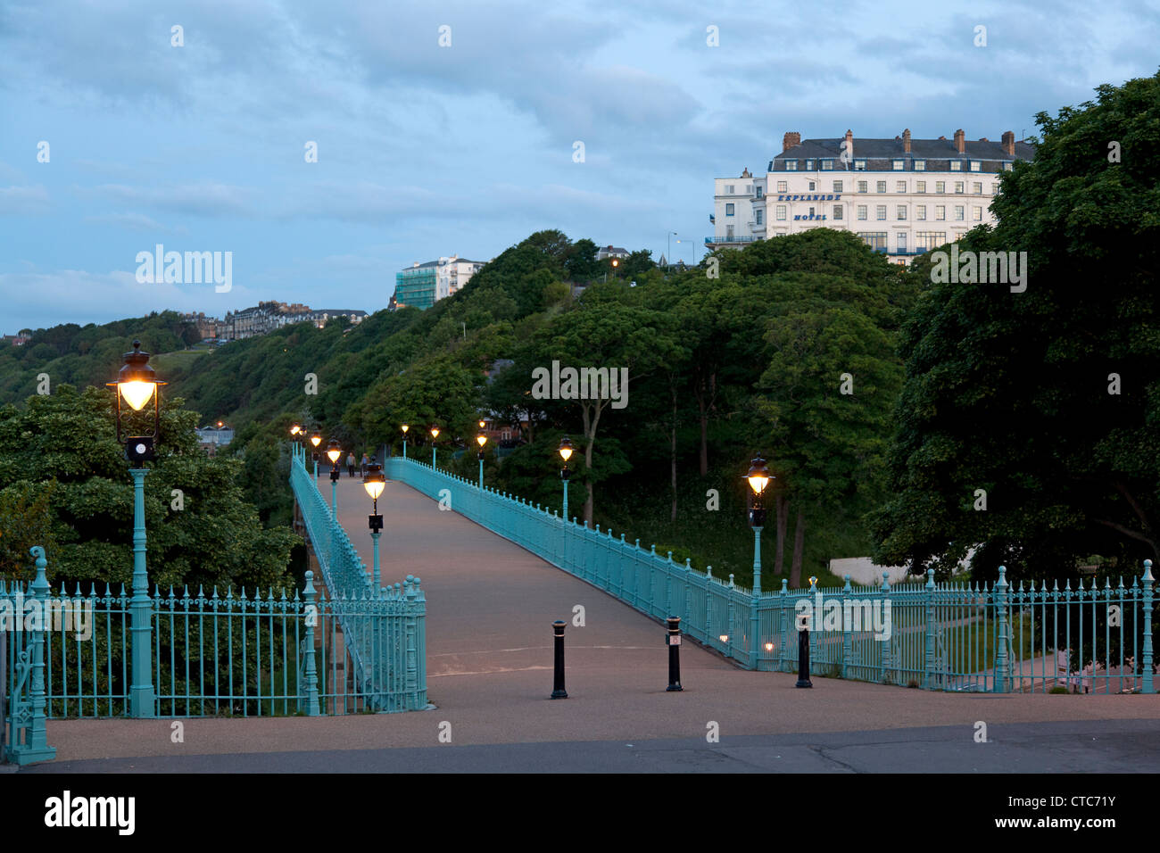 The Spa Bridge at dusk, Scarborough, North Yorkshire Stock Photo - Alamy