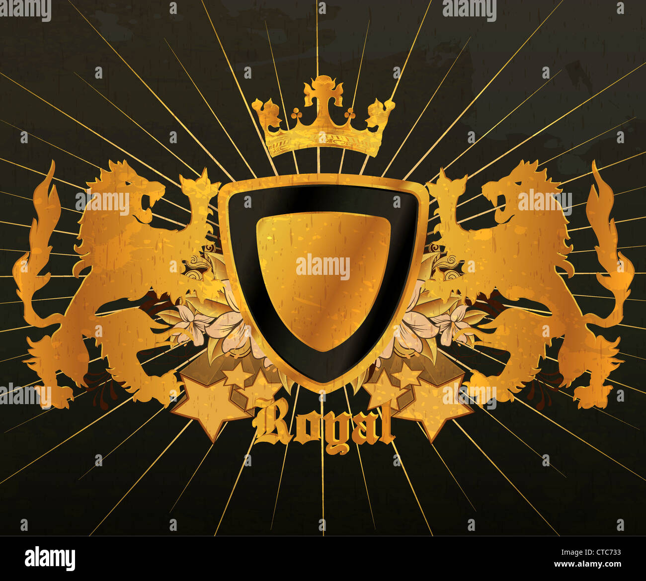 vintage gold emblem vector illustration Stock Photo - Alamy