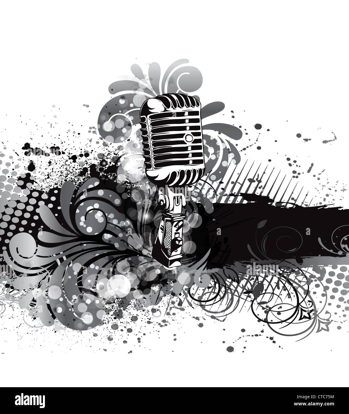 vector concert poster with microphone Stock Photo - Alamy